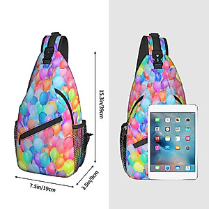 Sling Backpack Watercolor Rainbow Air Balloon Print Crossbody Shoulder Sling Bag For Men & Women