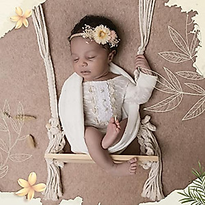 M&G House Newborn Photography Props Swing Prop Wooden Swing Seats Baby Photo Props Wooden Prop Swing Baby Photoshoot Props Newborn Photography Accessory(Wood Color, 4 Wings 6 Red Hearts)