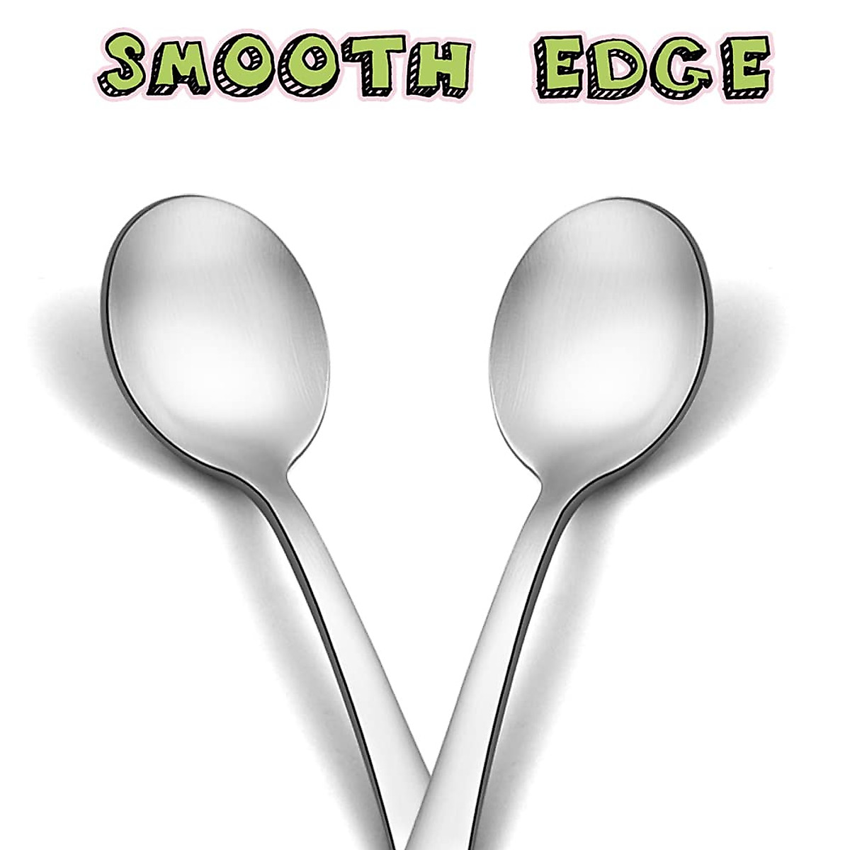 TeamFar Toddler Spoons, Stainless Steel Toddler Kids Spoon Set Silverware, Non Toxic & Healthy, Cute Animals & Attached Travel Case - 6 Pieces