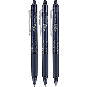 PILOT FriXion Clicker Erasable, Refillable & Retractable Gel Ink Pens, Fine Point, Navy Blue Ink, 3-Pack (31468)