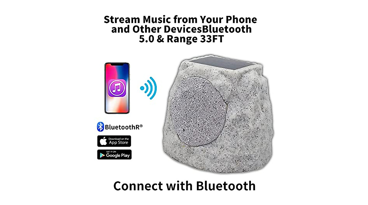 Outdoor Waterproof Bluetooth Rock Speakers with 7-Color Lights