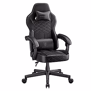 Dowinx Gaming Chair with Pocket Spring Cushion, Ergonomic Computer Chair High Back, Reclining Massage Game Chair Pu Leather 350LBS, Black