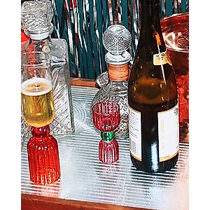 ban.do Cocktail Measuring Jigger, Double Jigger Shot Glass, 1/2 and 1 Shot Measuring Cup, Pink Glass Bar Tool, Tipsy Turvy