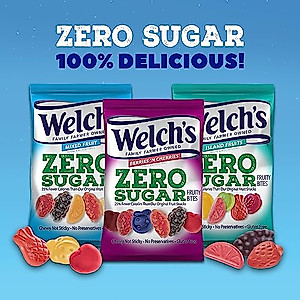 Welch’s Fruit Snacks, Zero Sugar Mixed Fruit, Berries 'N Cherries & Island Fruit, Perfect for School Lunches, Variety Case, 3 oz (Pack of 6)