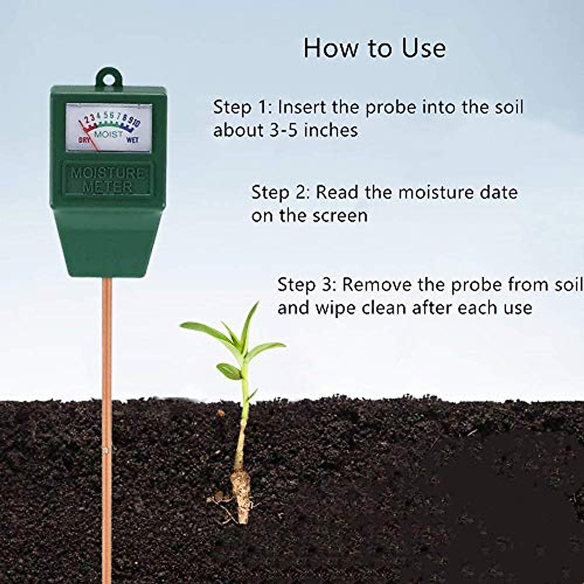 Censinda Soil Moisture Meter, Garden Moisture Sensor Hygrometer Soil Water Monitor for Farm/Lawn/Indoor/Outdoor Plants