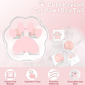 Custom 8 Pcs Cute Cat Claw and Butt Shape PBT&Silicone Keycaps Set Ergonomic OEM R4 Profile for 61/84/96/104 Key AKKO Gateron Kailh Cherry MX Cross Type Switch Mechanical Gaming Keyboard DIY(Pink-8)