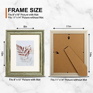 11x14 Picture Frame, set of 4 Tempered Glass with Vintage Wood Grain, Farmhouse Rustic Frames, suitable for Tabletop Display and Wall Hanging.