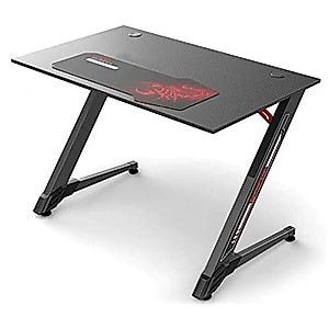 EUREKA ERGONOMIC 43 Inch Z Shaped Black Home Office PC Computer Gaming Desk, Gamer Work Study Writing Table for Small Spaces One-Piece Desktop Sturdy Metal Legs with Free Mousepad, EPA Certified