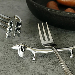 Luxshiny Dog Chopsticks Holder 3pcs Metal Dachshund Chopstick Rest Pillow Puppy Spoon Fork Rack Stand for Spoon Fork Tableware Brush Home Kitchen Table Decoration