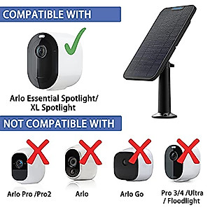 4W Solar Panel Charging Compatible with Arlo Essential Spotlight/XL Spotlight, with 13.1ft Waterproof Charging Cable, IP65 Weatherproof,Includes Secure Wall Mount(2-Pack)(Micro USB Type)
