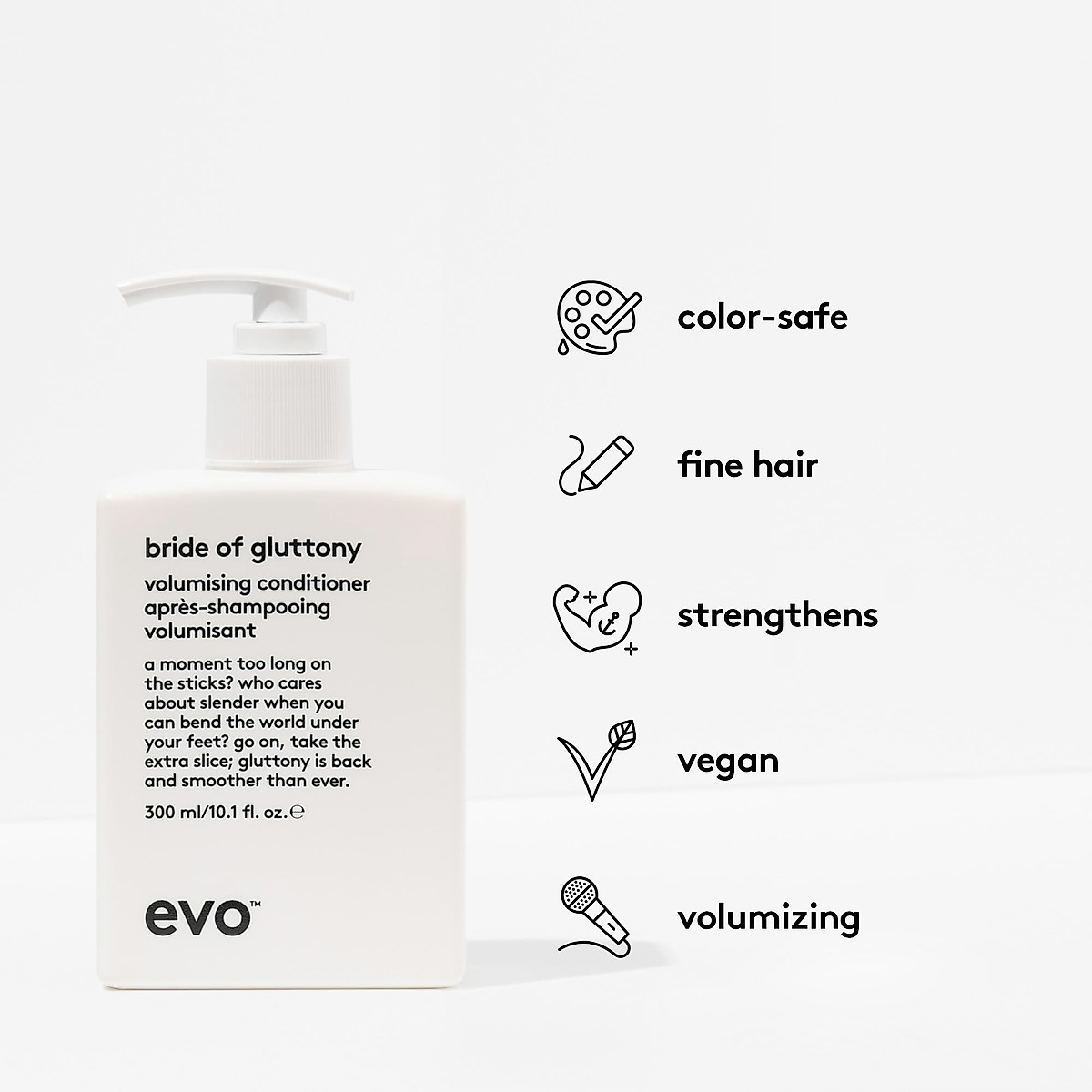 EVO Bride of Gluttony Volumizing Conditioner - Protects Hair Color - Reduces Frizz and Tones Hair Color - 300ml / 10.1fl.oz