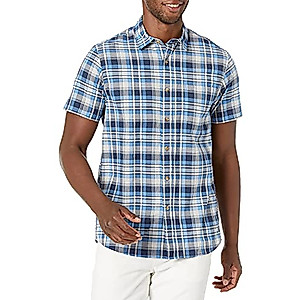 Pendleton Men's Short Sleeve Classic fit Truman Shirt, Navy/Blue Plaid, SM