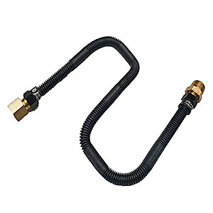 MENSI Non-Whistle 304 Stainless Steel Flexible Flex Gas Line for LPG and NG Fire Pit Hose Connection Kit in 24" Length