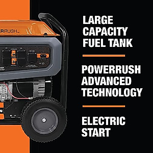 Generac 7715 GP8000E 8,000-Watt Gas-Powered Portable Generator - Electric Start with COsense - Powerrush Advanced Technology - Reliable Power for Emergencies and Recreation - 49 State Compliant
