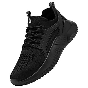 Tinefiy Steel Toe Shoes for Women Work Sneakers Lightweight Comfortable Safety Toe Slip On Puncture Proof Footwear Indestructible Shoe Size 9