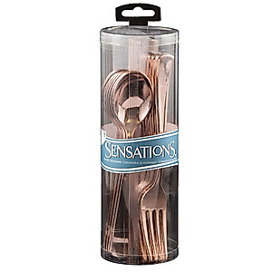 Creative Converting Hunter Green Knives-24 pcs. Assorted Plastic Cutlery Set, Rose Gold