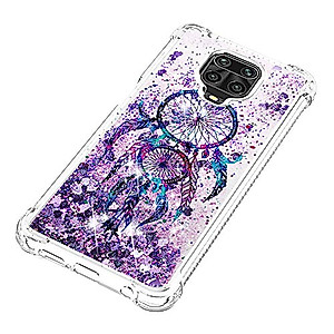 COTDINFORCA Compatible with Redmi Note 9S Case Glitter Cute for Girls Women Liquid Floating Quicksand Shockproof Protective Silicone Case for Xiaomi Redmi Note 9S / Redmi Note 9 Pro Dreamcatcher YB
