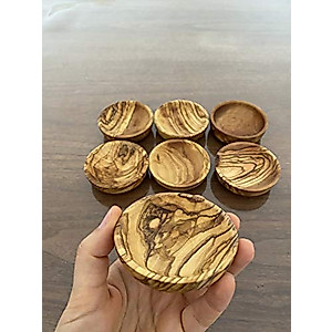 Tubibu Olive Wood Mini Bowls Set of 6 Handmade Bowls, Handcrafted Wooden Mini Bowls