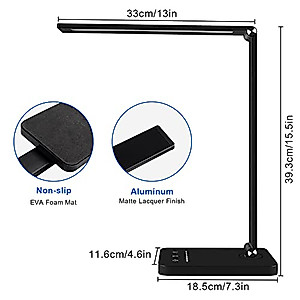 ELECGO LED Desk Lamp, Touch Control Table Lamp with 5 Lighting Modes, Eye Protection Dimmable Office Lamp with Flexible Arm, USB Port, 30/60 Min Timer, for Table Bedroom Bedside Office Study