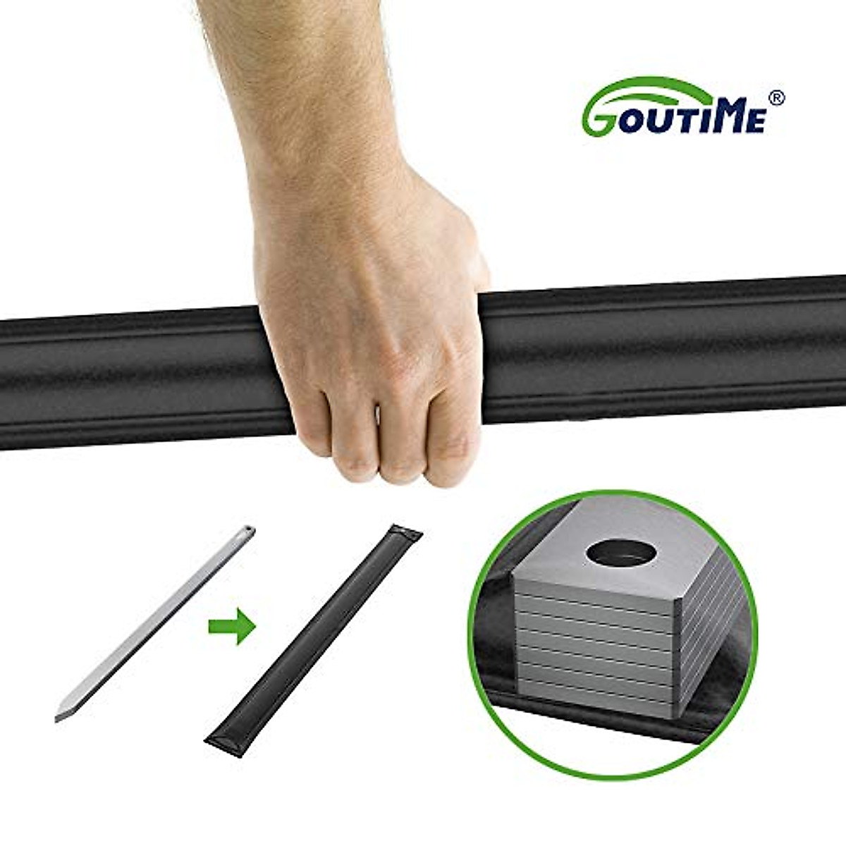 Goutime Kabob Skewers, 27 Inch,1 Inch Wide Stainless Steel Flat BBQ Barbecue Kebab Skewers,No-Wood Handle,for Persian,Brazilian,Koobideh Grilling,Set of 7 with Storage Bag