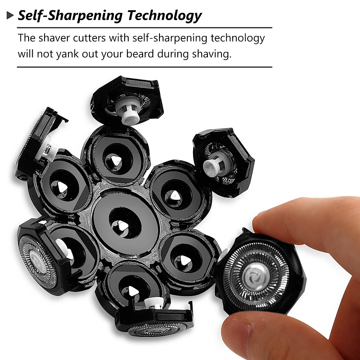 8 Heads Beard Cutter Replacement Blade, 8 Heads Electric Shaver, Bald Head Shaver Replacement Blades, Easy Install Electric Razor Shaver Head for Bald and Face