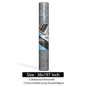 Livelynine 197 X 36 Inch Wide Dark Grey Marble Contact Paper Waterproof Peel and Stick Countertops Marble Paper Kitchen Countertop Vinyl Wrap Marble Countertop Peel and Stick Table Top Dresser Cover