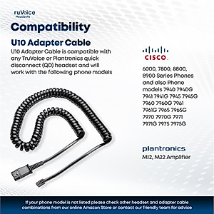 TruVoice HD-550 Office Headset with HD Sound and Noise Canceling Microphone - Compatible with Cisco 6000, 7800 and 8800 Series Phones and Also 7931 7940 7941 7942 7945 7960 7961 7962 7965 7970 7975