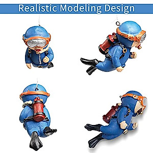 MUNLIT Floating Fish Tank Decorations — Freshwater Blue Fat Diver, Funny Device Fish Tank Accessories, Small Cartoon Aquarium Ornament and Toy, Great for Freshwater Tanks (Blue Fat Diver)