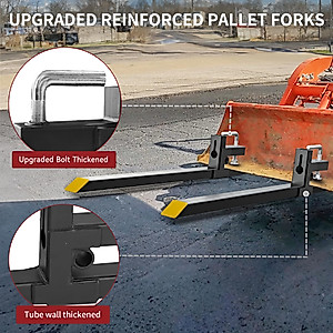 YITAMOTOR 60" 4000LBS Clamp on Pallet Forks Light Duty Forks for Tractor Loader Bucket with Adjustable Stabilizer Bar
