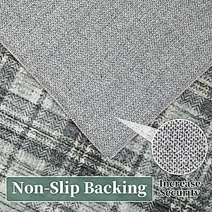 GlowSol Washable Rugs 5x7 Rug for Living Room Plaid Area Rug Non Slip Throw Rugs Bedroom Rugs Soft Rug No Shedding Floor Mats Modern Area Rugs for Entryway Dining Room Office Rug Greenish Grey 5'x7'