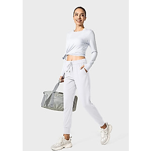 SANTINY Women's Joggers Pants Pockets Drawstring Running Sweatpants for Women Lounge Workout Jogging(White_L)