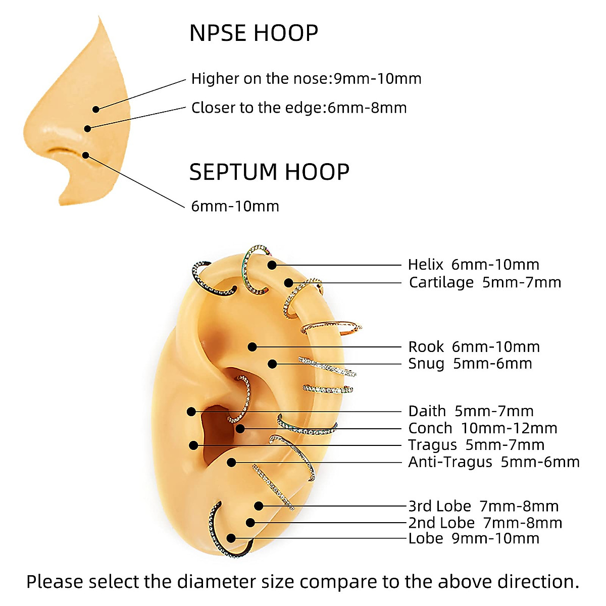 WYR Unisex Nose Ring Hoop with White Opal 20G(0.8mm) Diameter 10mm 316L Surgical Stainless Steel Hinged Flat Hinged Segment Ring Lip Rings Helix Cartilage Rook Earrings, Silver color ring