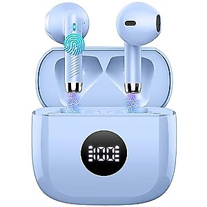 Wireless Earbuds, Bluetooth 5.3 Ear Buds LED Power Display Headphones Bass Stereo, Bluetooth Earbuds in-Ear Noise Cancelling Mic, 40H Playback Mini Case IP7 Waterproof Sports Earphones for Android iOS