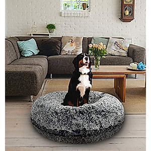 Bessie and Barnie Bagel Dog Bed - Extra Plush Faux Fur Dog Bean Bed - Circle Dog Bed - Waterproof Lining and Removable Washable Cover - Calming Dog Bed - Multiple Sizes & Colors Available
