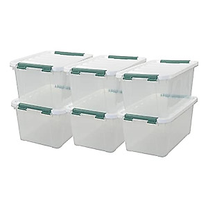 Utiao 20 Quart Clear Plastic Bin with Lid, Latching Storage Box, 6 Packs