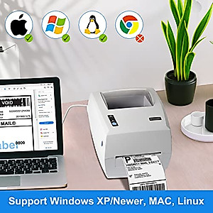 BESTEASY Thermal Label Printer,4x6 Shipping Label Printer High Speed Commercial Direct Thermal Label Maker Compatible with Amazon, Ebay, Etsy, Shopify and FedEx (White)