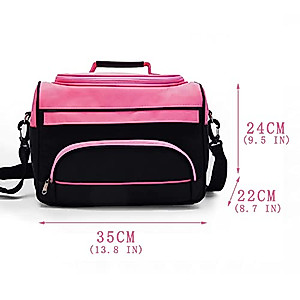 MAXPAND Small Hairdressing Tool Bag Hairdresser Bag with Shoulder Strap Cosmetics Beauty Hairstylist Bag Hair Makeup Salon Organizer Bag with YKK Zipper (PINK), 13.8" x 8.7" x 9.5"