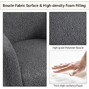 Yaheetech Accent Chair, Cozy Living Room Chair Adjustable Headrest, Boucle Vanity Chair Lumbar Pillow Golden Legs, Modern Armchair Bedroom, Dark Gray