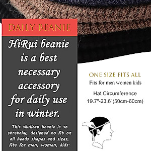 HiRui Knit Beanie Winter Hats Ear Covers for Men Women Kids-Warm Daily Headwear (Black)