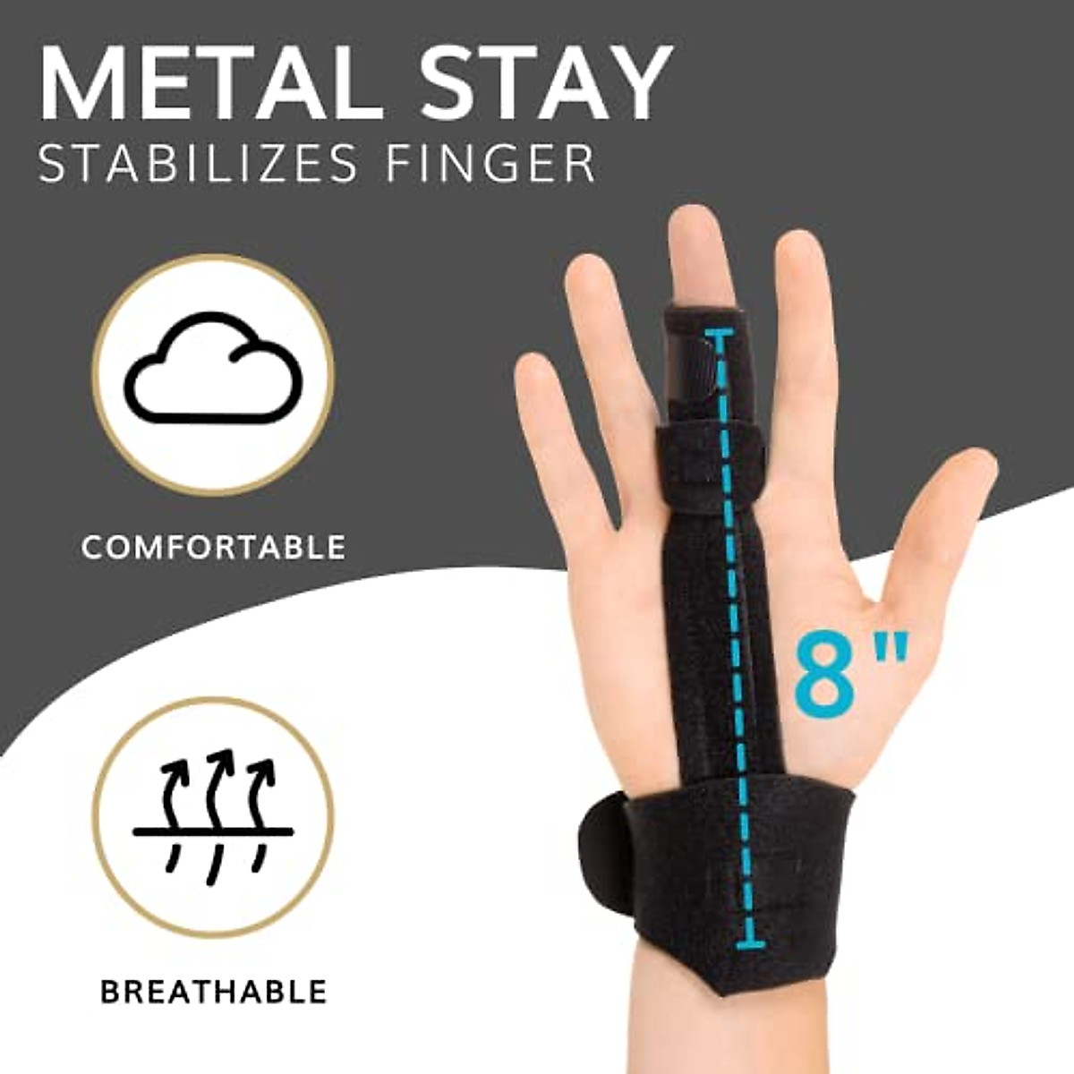 BraceAbility Finger Splint - Adjustable Support Guard for Jammed or Broken Knuckle Treatment, Medical-Grade Aluminum Immobilizer to Straighten Trigger Finger, Arthritis Pain Relief Brace (Universal)