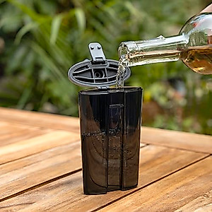 Host Easy-Fill Hip Liquor Flask for Alcohol with Hinged Refill Lid and Hinged Lid, Dishwasher Safe BPA-Free Plastic, Grey, 6 Oz, Set of 1