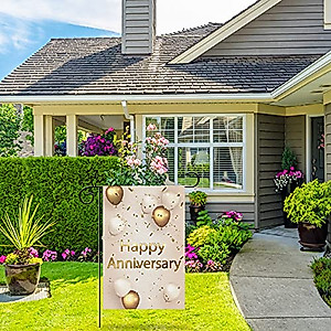 Maicaiffe Happy Anniversary Garden Flag - Wedding Anniversary / Company Anniversary Party Lawn Yard Flag, Outdoor Indoor Decor - Double Sided