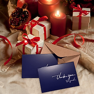 40 Pack 4x6 Thank You Cards with Envelopes and Stickers - Perfect for Weddings,Bridal Showers,Baby Showers,Graduations,Birthdays,Funerals,Small Business,Business and Formal All Occasion（Navy Blue）