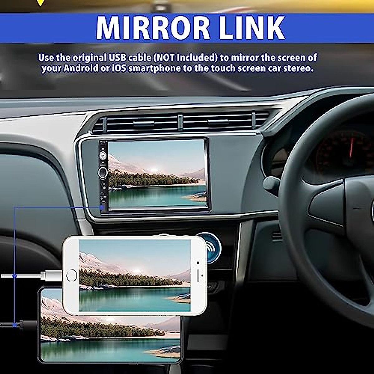 Gxegauy Double Din Car Stereo, 7 Inch Stereo with Bluetooth Compatible Apple Carplay and Android Auto, Audio Receivers HD Touchscreen,FM Radio, USB/TF/AUX Port