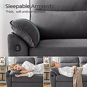 LINSY HOME Convertible Sectional Couch, 3 Seat L Shaped Sofa with 2 USB Ports and Storage Bags, Small Sectional Sofa Set for Living Room, Apartment, Dark Gray