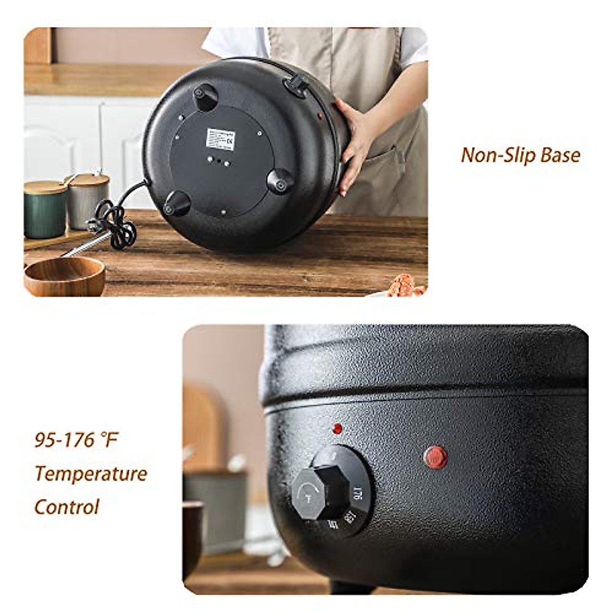 Agkter Electric Soup Warmer With Spoon 10.5-Quart Black