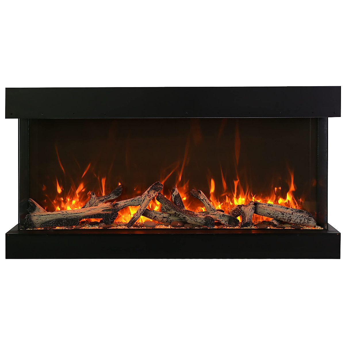 40-TRU-View-XL XT - 3 Sided Electric Fireplace 40 Inch, 3-Sided Glass Fireplace Heater w/Remote Control & 8H Timer, Thermostat, Black, Adjustable Brightness, Realistic Flame Effects