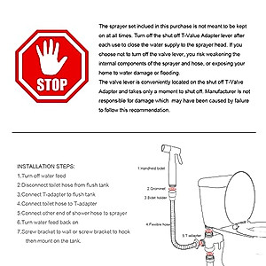 Bidet Sprayer for Toilet, Stainless Steel Handheld Sprayer Attachment with hose for Feminine Wash, Baby Diaper Cloth Washer and Shower Sprayer for Pet, Wall or Toilet Mount, Black