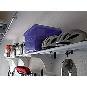 EZ Shelf–2 Pack DIY Expandable Garage Shelves(Each Expands 64" to 120")–White–Easy to Install-Wire Shelving Alternative–Strong(up to 250 lbs)-Wall Mounted Garage Organizer Storage Kit (EZS-G-SW120-2)