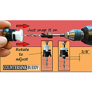 Countersink Buddy Adjustable Depth Stop Attachment for Countersink Drill Bits